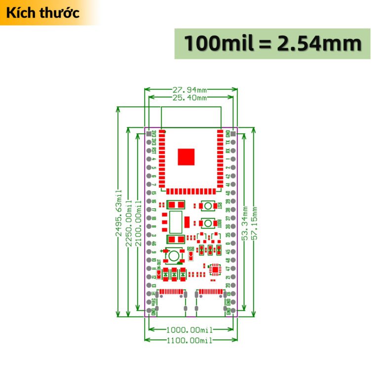 Kit phát triển WiFi Bluetooth ESP32-S3 N8R2 Dual Type-C - Nshop