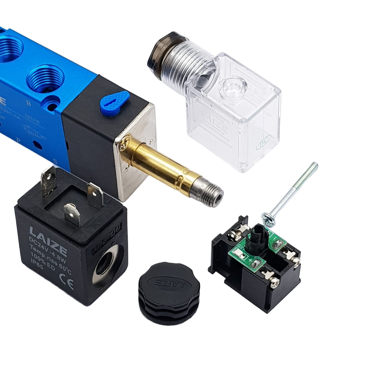Van điện từ khí nén (Solenoid) 5/2 LAIZE 4V220-08 hai cuộn hút 24V - Nshop