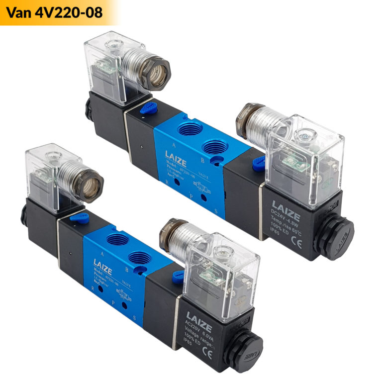 Van điện từ khí nén (Solenoid) 5/2 LAIZE 4V220-08 hai cuộn hút - Nshop