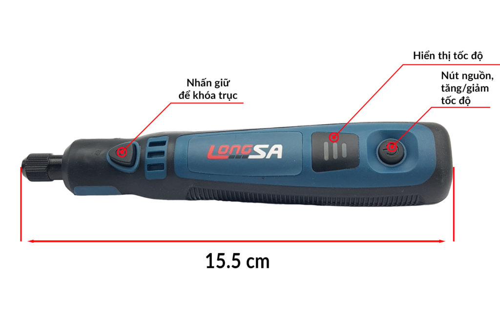 Máy khoan mài mini cầm tay dùng pin 3 tốc độ LongSa TY-CM01 - Nshop