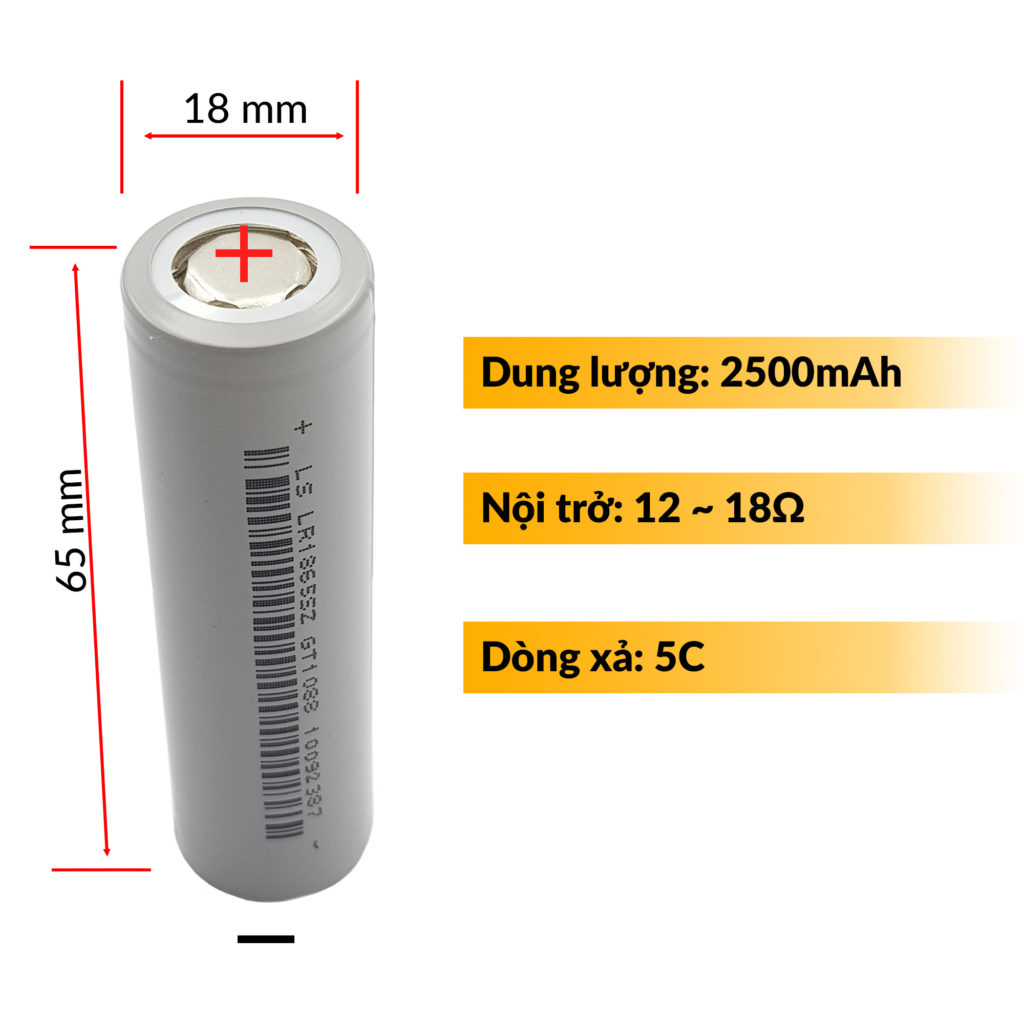 Cell Pin LiShen 18650 xám 2500mAh 5C - Nshop
