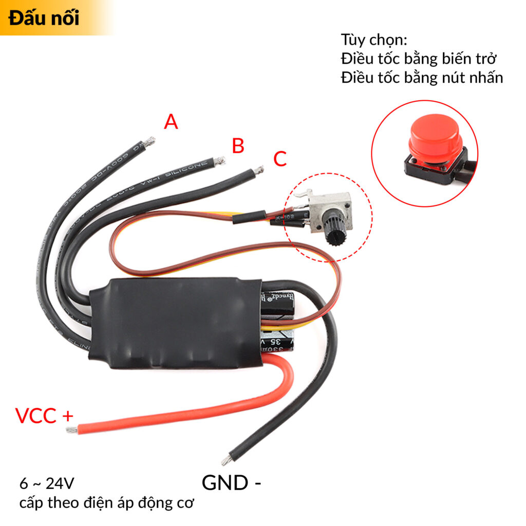Mạch điều khiển tốc độ động cơ không chổi than ESC 6-24VDC 30A - Nshop