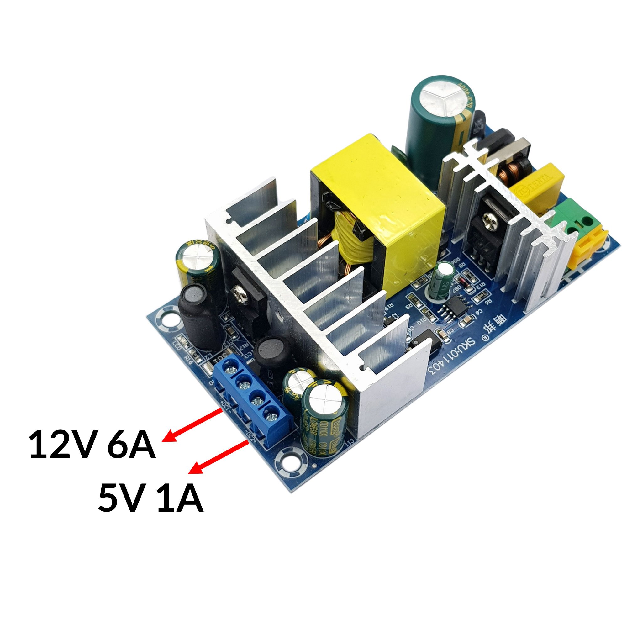 Module Nguồn AC-DC ngõ ra kép 70W 12V 6A / 5V 1A - Nshop