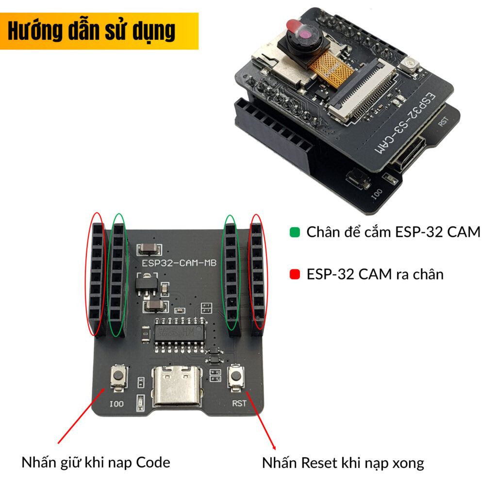 Mạch Esp32 S3 Cam N16r8 Ov2640 Đế Nạp Usb Ttl Ch340 Nshop